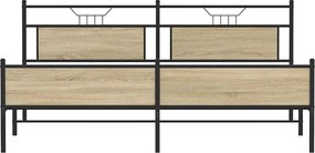 Kovový rám postele bez matrace dub sonoma 200 x 200 cm 3325128