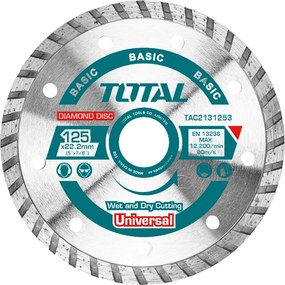 Diamantový řezný kotouč turbo 125 × 22,2 mm TOTAL TAC2131253