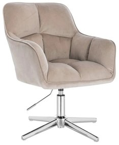 LuxuryForm DESIGN Otočné křeslo AMALFI VELUR na stříbrném kříži - latte