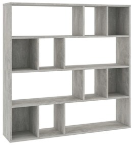 800364 vidaXL Knihovna / dělící stěna betonově šedá 110x24x110 cm dřevotříska