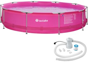 TecTake GmbH 403824 bazén kruhový s ocelovou konstrukcí a filtračním čerpadlem ø 360 x 76 cm - fuchsiová
