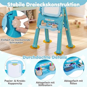 Costway 4-in-1 Dětská tabule, výškově nastavitelná, oboustranný dětský stojan