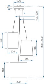 Toolight - Industriální závěsné svítidlo 3xE27 60W APP971-3cp, Bílá-šedá-černá, OSW-03212