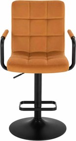 LuxuryForm DESIGN Barová židle VERONA BLACK VELUR na černé kulaté podstavě - medová