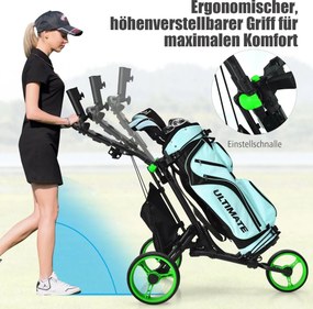 Costway Golfový vozík 3 kolový golfový vozík Golfový skládací 121