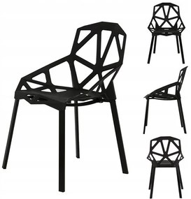 modernHOME Sada 4x moderní designové židle černá PC-015 PC-015 BLACK 4 SZ