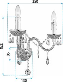 Toolight Rea, Nástěnné svítidlo EBT019-2W Chrome, OSW-01237