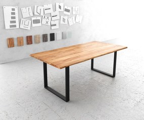 DELIFE Jídelní stůl Edge 200x100 cm přírodní akácie černý kov nepravidelná hrana