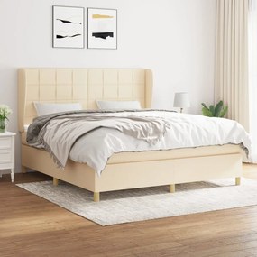 Box spring postel s matrací krémová 160x200 cm textil 3128538