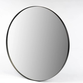 Kulaté zrcadlo NOOR, kovový rám, černá barva, Ø 80 cm