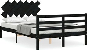 vidaXL Rám postele s čelem 120 x 200 cm masivní dřevo [3195285] Barva: Černá