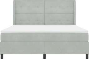Postel s boxspringem s čelo Světle šedá 180 x 200 cm samet 3342020