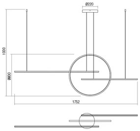 Redo 01-1737 - LED Stmívatelný lustr na lanku GIOTTO LED/56W/230V černá