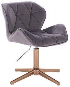 LuxuryForm DESIGN Otočná židle MILANO VELUR na zlatém kříži - tmavě šedá
