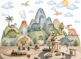 Hory kopce dinosauři samolepky na zeď dětské arch 100 x 49 cm