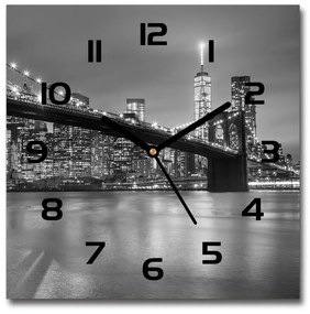 Wallmuralia Skleněné hodiny čtverec New York noc 30x30 cm