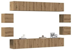 Sada 8 kusů nástěnné TV skříňka dub artisan kompozitní dřevo