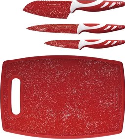 4-dílná sada kuchyňských nožů s deskou ROYALTY LINE Red 50077