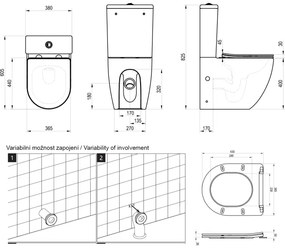 Ravak X01870 - WC kombi Rimless s prkénkem SoftClose OPTIMA keramika/bílá