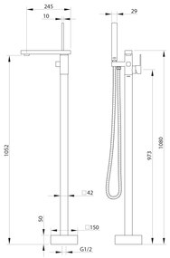 Sapho Sapho, CUBEMIX vanová baterie do podlahy, zlato mat, CM021GB