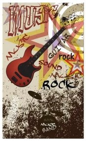 DIMEX | Vliesová fototapeta na zeď Červená kytara MS-2-0324  | 150 x 250 cm | červená, hnědá, žlutá, černá