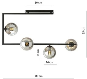 Lustr na tyči SOMA 4xE14/10W/230V černá/šedá