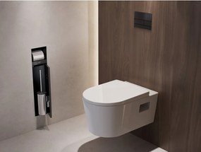 Hansgrohe XtraStoris Rock, wc kartáč na vestavbu s držákem na toaletní papír, černá matná, HAN-56062670