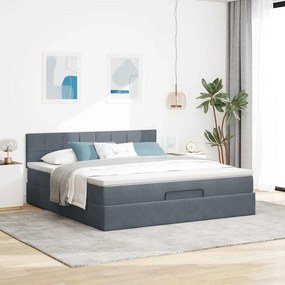 Osmanský rám postele s matrací tmavě šedá 180x200cm samet 3311790