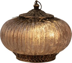 Růžová skleněná svítící LED lucerna Balli - Ø 17*14 cm