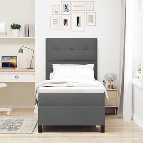 Postel s boxspringem s čelo Tmavě šedá 80 x 200 cm textil 3339344