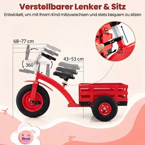 Costway Dětské kolo tříkolka pojme až 91 kg s nastavitelným sedlem a řídítky