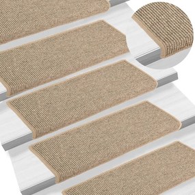 Schodové rohože 15 ks 65 x 21 x 4 cm tmavě béžové s obdélníkovým okrajem 326908
