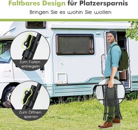 Costway Patio Jídelní stůl Kulatý s deskou z tvrzeného skla, černý
