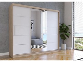 IDZ Šatní skříň Alba se zrcadlem (250 cm) Barva dřeva: Bílá