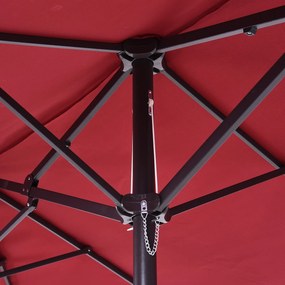 Dvojitý slunečník Outsunny 455 x 265 cm, sluneční clona s UV ochranou a kličkou, balkonový slunečník, plážový slunečník, větruodolný slunečník pro pl…