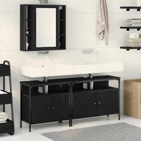 Koupelnové umyvadlové jednotky 3 ks Černá 80 x 30 x 60 cm 3334399