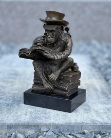 Bronzová socha soška - Opice s knihou Steampunk
