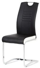 Autronic Moderní jídelní židle Jídelní židle chrom / koženka černá s bílými boky (DCL-406 BK)