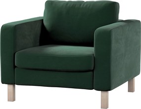 Potah na křeslo IKEA Karlstad, krátký barva zelená látka lesklé, sametová