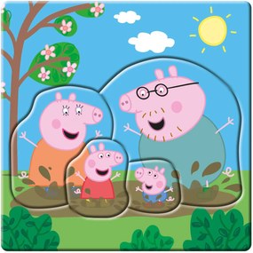 DINO Baby puzzle 12 dílků Peppa Pig Rodina 18x18cm skládačka 3v1 velké dílky dn325135