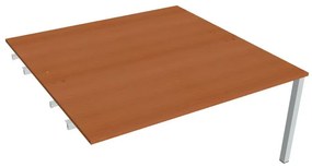Dvojstůl pracovní řetězící rovný 160×160 cm - Hobis Uni USD 1600 R Dekor stolové desky: třešeň, Barva nohou: Stříbrná