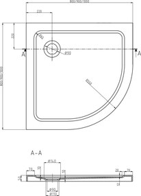 Mexen Flat půlkruhový sprchový kout slim 100 x 100 cm, bílý, sifon chrom - 41101010