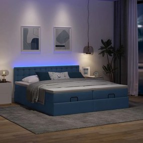 Osmanský rám postele s matracíes modrá 180x200cm textil 3312891