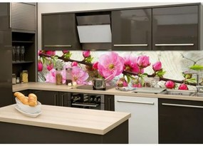 DIMEX | Fototapeta do kuchyně Sakura KI-260-053 | 260 x 60 cm | zelená, růžová
