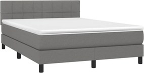Box spring postel s matrací a LED tmavě šedá 140x190 cm textil 3133150