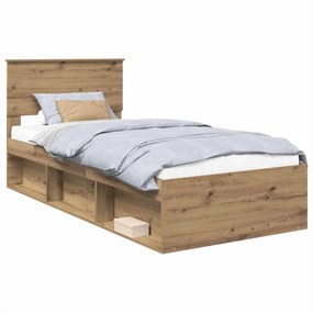 Rám postele s čelo Umělecký dub 100 x 200 cm Kompozitní dřevo 3407921