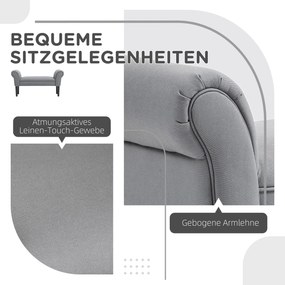 HOMCOM Lavice k posteli, čalouněná lavice, sedací lavice, lavice do ložnice, nosnost až 130 kg, plátno, tmavě šedá, 102 x 36 x 51 cm | Aosom