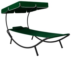 vidaXL Zahradní postel s baldachýnem a polštářem zelená
