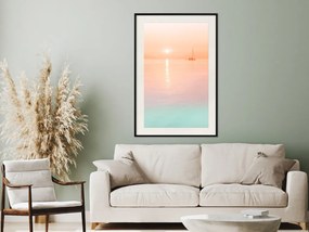 Plakát Letní plavba - pastelový krajina moře na pozadí západu slunce