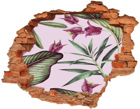 Wallmuralia Nálepka 3D díra na zeď Tropické květiny 90x70 cm